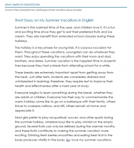 Examples of Great Essays about My Summer Vacation