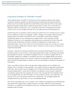 Free Short Essay Examples and Description about Yourself Sample